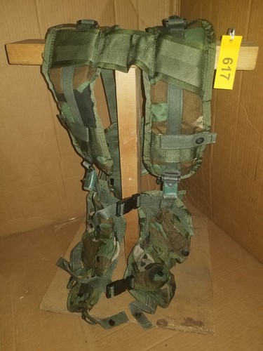 US Military Enhanced Tactical Load Bearing Vest w Pouches Woodland M81 ...