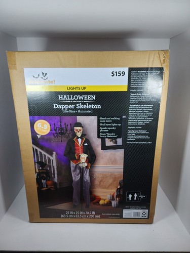 Life Size Animated 6.5 Ft Tall Halloween Dapper Skeleton Lights Up Brand NEW! | eBay