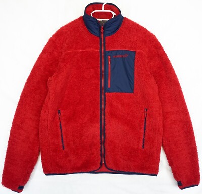 Norrona Warm3 Red Deep Pile Fleece Sherpa Full Zip Sweater Jacket Men's ...