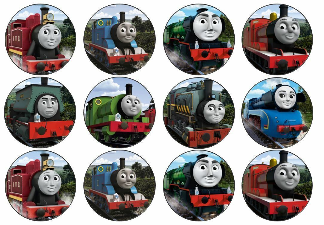 Thomas the Tank Engine Theme Edible Wafer Cup Cake Toppers Standing or ...