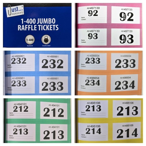 Jumbo Raffle Tickets - 1-400 Cloakroom Tickets -Security Coded - UK ...