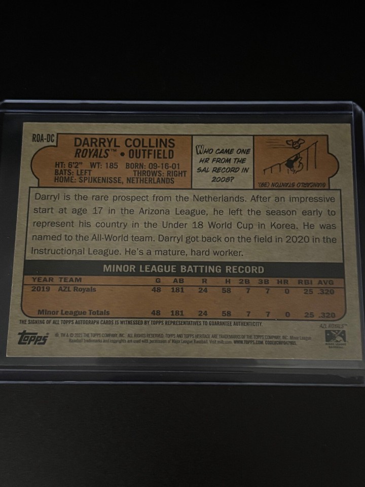 2021 Topps Heritage Minor League Darryl Collins Auto #ROA-DC | eBay