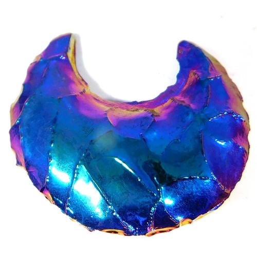 Angel Aura Titanium Coated Obsidian Quartz Moon Cabochon 40.00Cts Loose ...