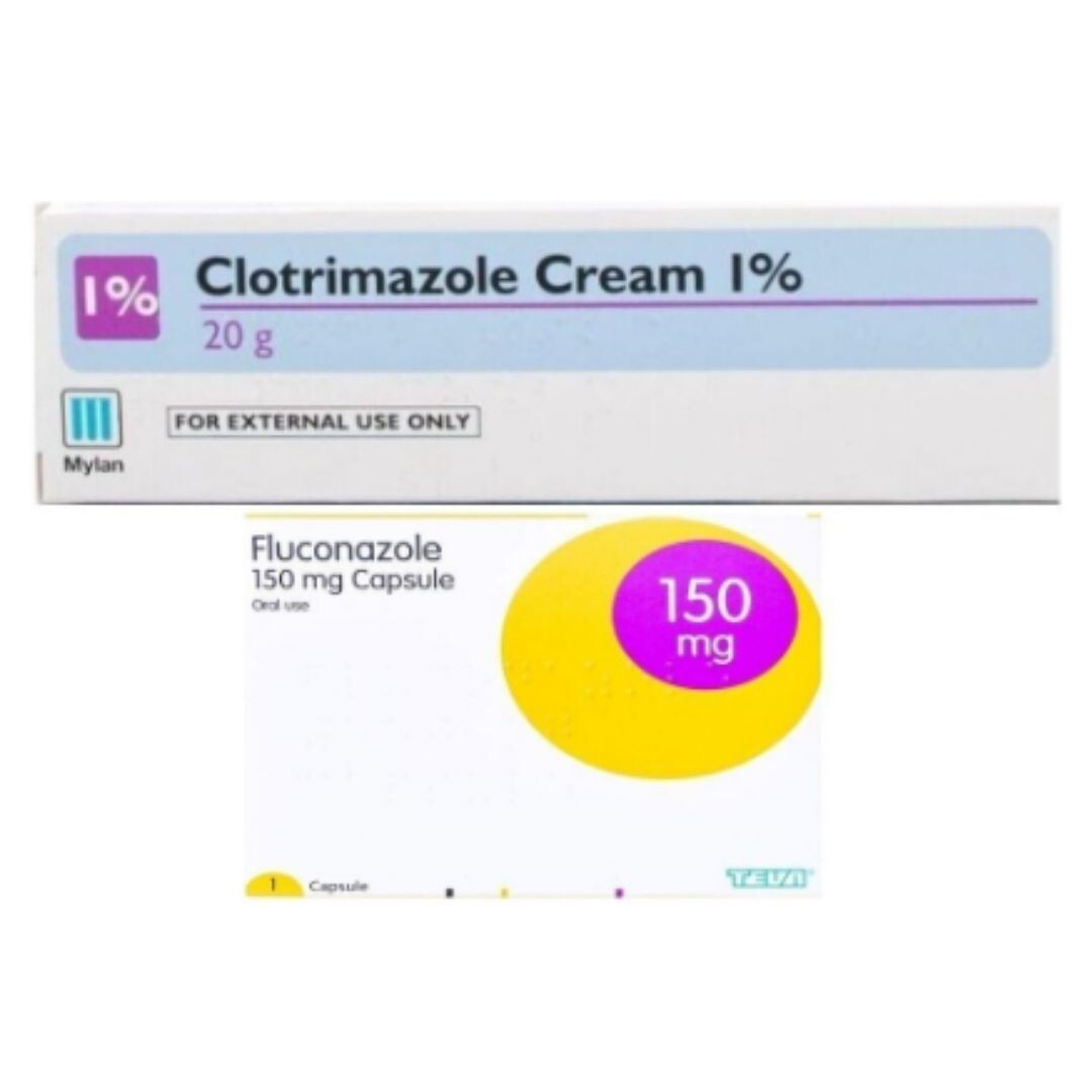Clotrimazole 1% 20g Cream & Fluconazole 150mg CapsuleThrush Treatment ...