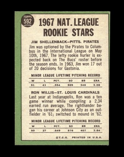 1967 Topps Set-Break #592 J.Shellenback/Willis EX-EXMINT *GMCARDS* | eBay