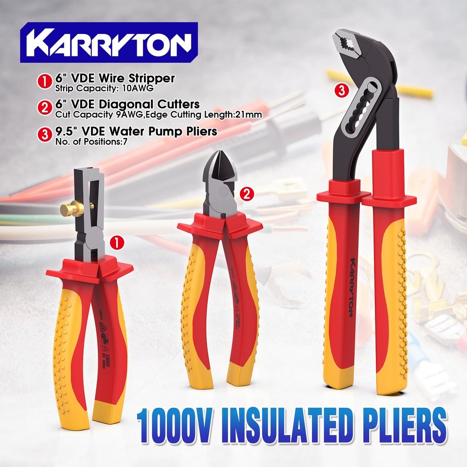 14PC 1000V Insulated Electrician Tool Set,VDE Certified Electrical ...