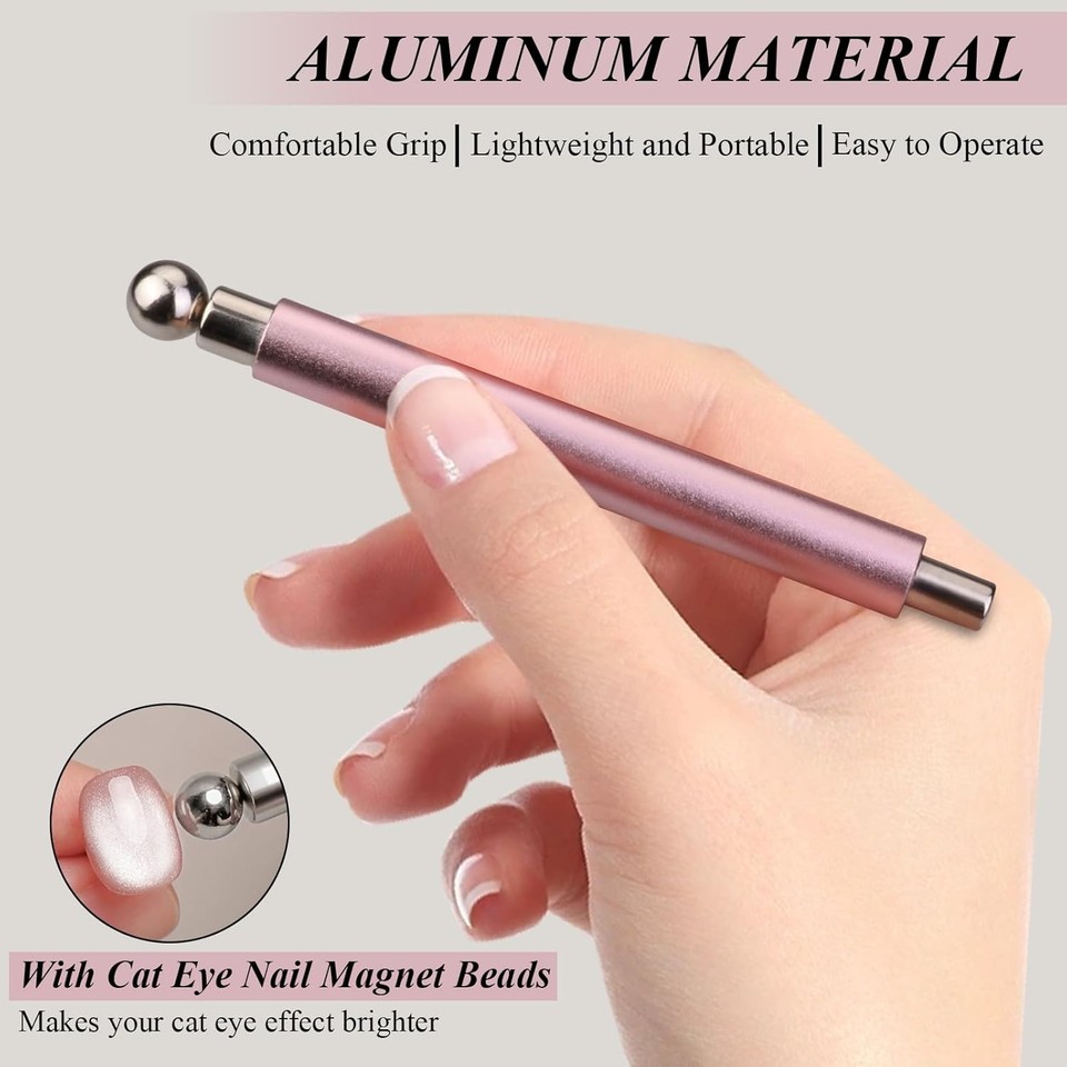 Double-Head Cat Eye Nail Magnet Set, Nail Magnet Tool with Cat Eye Nail ...
