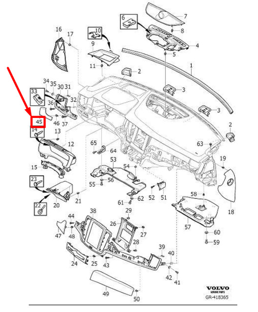 VOLVO S90 MK2 FRONT LEFT INSTRUMENT PANEL MOLDING 31366657 ORIGINAL for ...