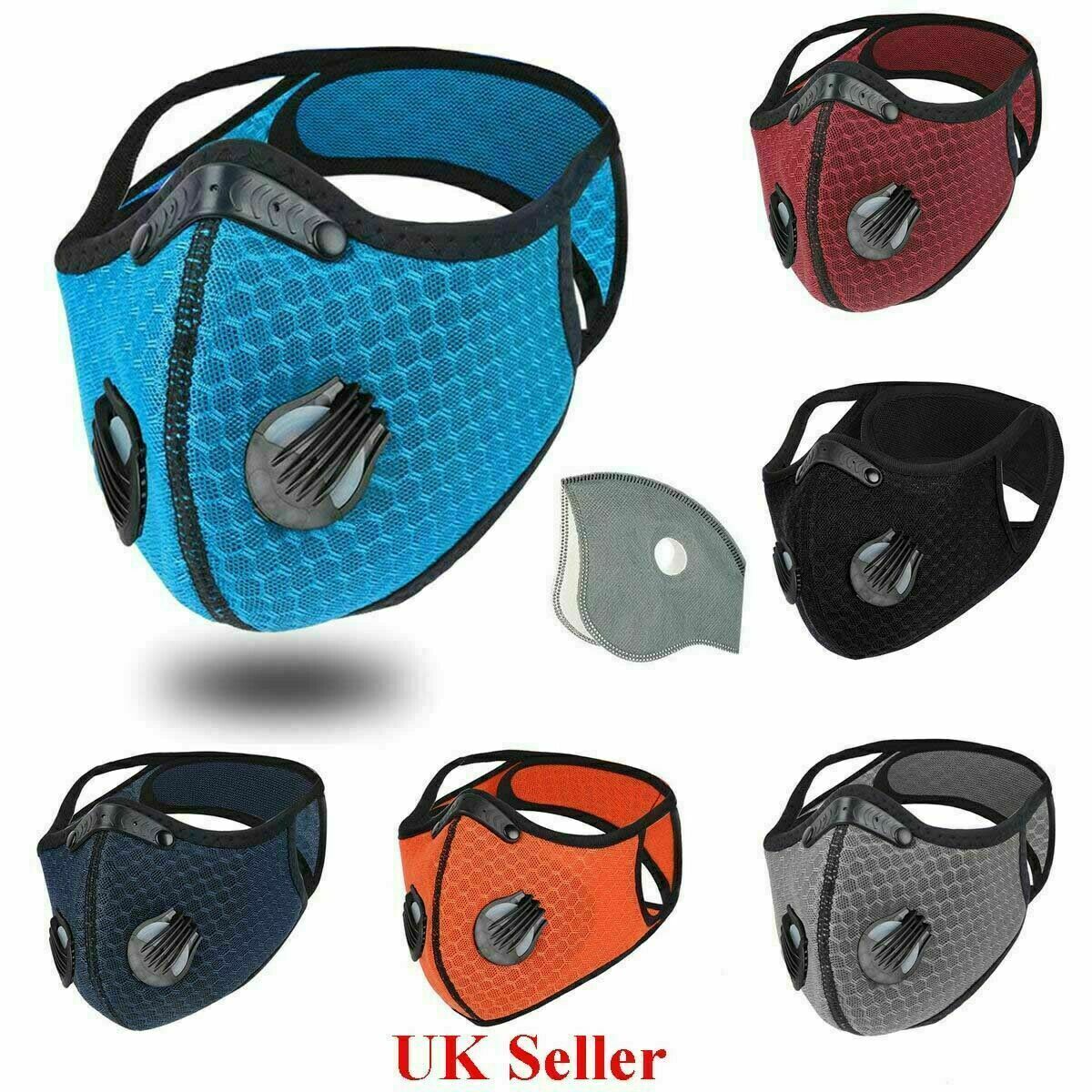 Reusable Washable Anti Pollution SPORTS Face Mask PM2.5 two Air vent ...