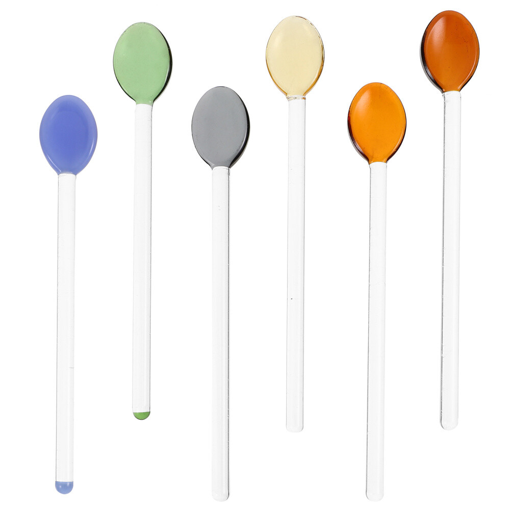 6Pcs glass stirring rods Creative Spoon Gift Ice Cream Spoon Clear ...