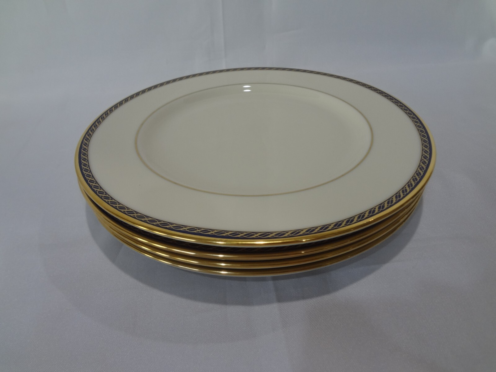 Lenox China Hamilton - Set of 4 Salad Plates - Blue and Gold Trim | eBay