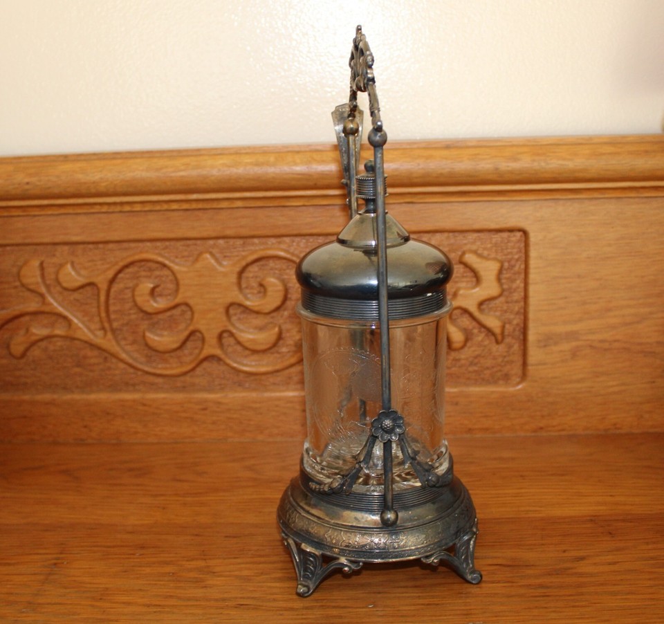 Antique Vintage Silver Victorian Pickle Jar Castor Elk Deer Original ...