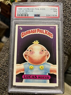 1986 GARBAGE PAIL KIDS STICKERS #195a LUCAS MUCUS SERIES 5 PSA 7 NM | eBay