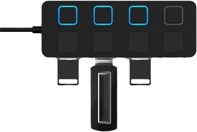4-Port USB 2.0 Hub Multiplier With Individual Power Switches And LEDs ...
