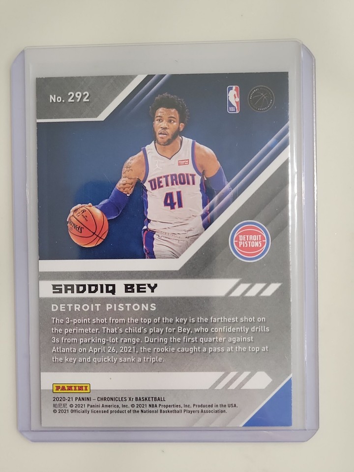 2021 2021-22 Panini Chronicles Saddiq Bey XR RC #292 FANATICS GREEN ICE ...