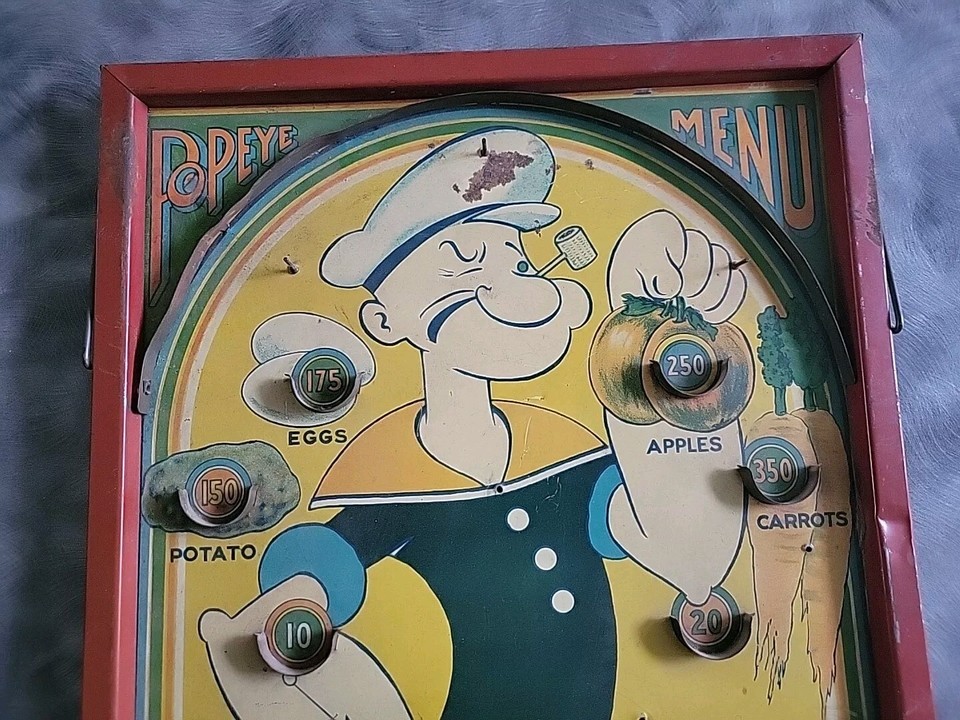 Vintage 1935 Durable Toy Tin Table Top Popeye The Sailor Man Menu ...