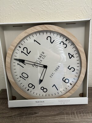 16" Wall Clock Wood - Threshold | eBay