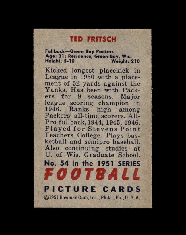 1951 Bowman Set-Break # 54 Ted Fritsch Sr. NR-MINT *GMCARDS* | eBay
