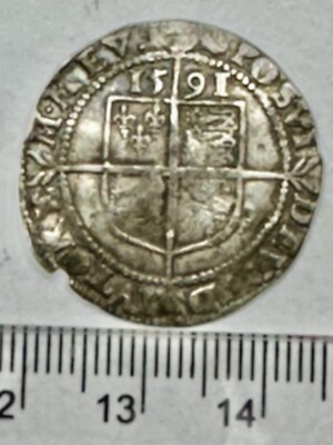 HOARD COIN 1591 Elizabeth 1st Hammered Silver Dated Sixpence - Rarer ...