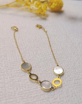 Women Gold Dics Bracelet Chain Shell filled Lucky Healthy Bangle Xmas ...