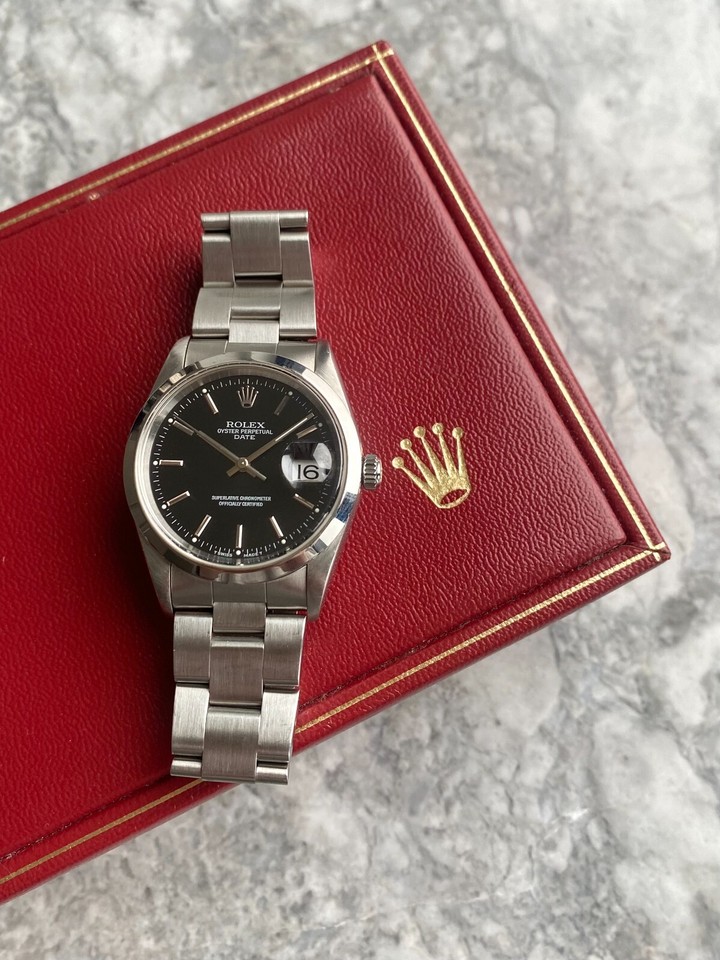 Rolex Oyster Perpetual Date Ref 15200 90s Black Dial Quickset 34mm ...