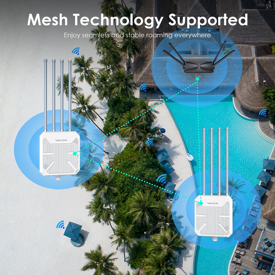 WiFi6 Outdoor WiFi Extender/Mesh Router/AP/Repeater Dual Band Signal ...