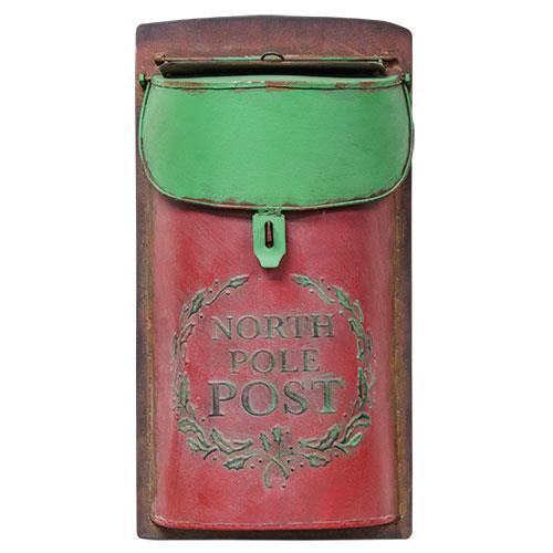 NEW Primitive NORTH POLE POST Box RED GREEN Rust Mailbox Christmas ...