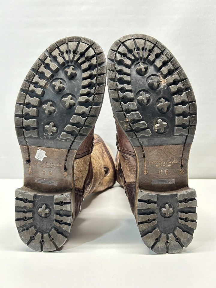 UGG Collection Made in Italy Women’s Brown Leather Engineer Moto Boots ...