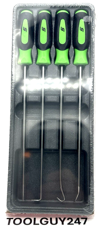 SNAP ON TOOLS USA SGLASA204C G 4 Pc GREEN Long Soft Grip Pick Set NEW ...