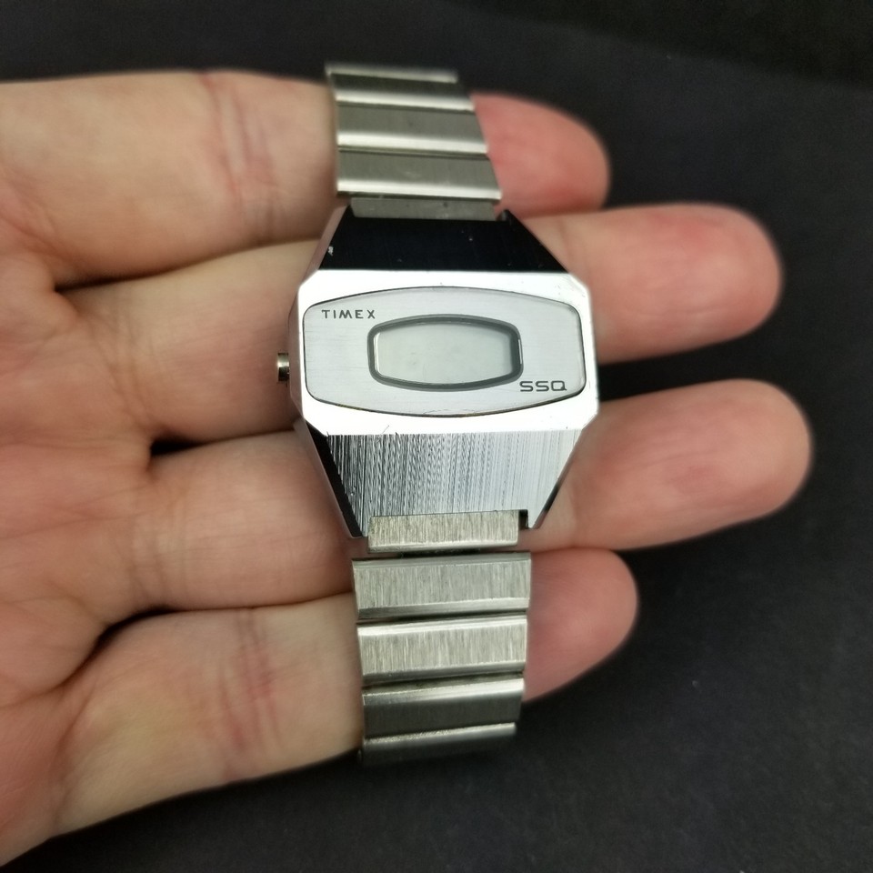 vintage digital LCD watch Timex SSQ 1970's h-cell stainless steel ...