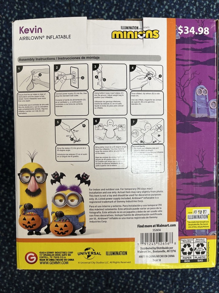 Minions 4.5 ft Kevin Vampire Airblown Inflatable Minion Halloween ...