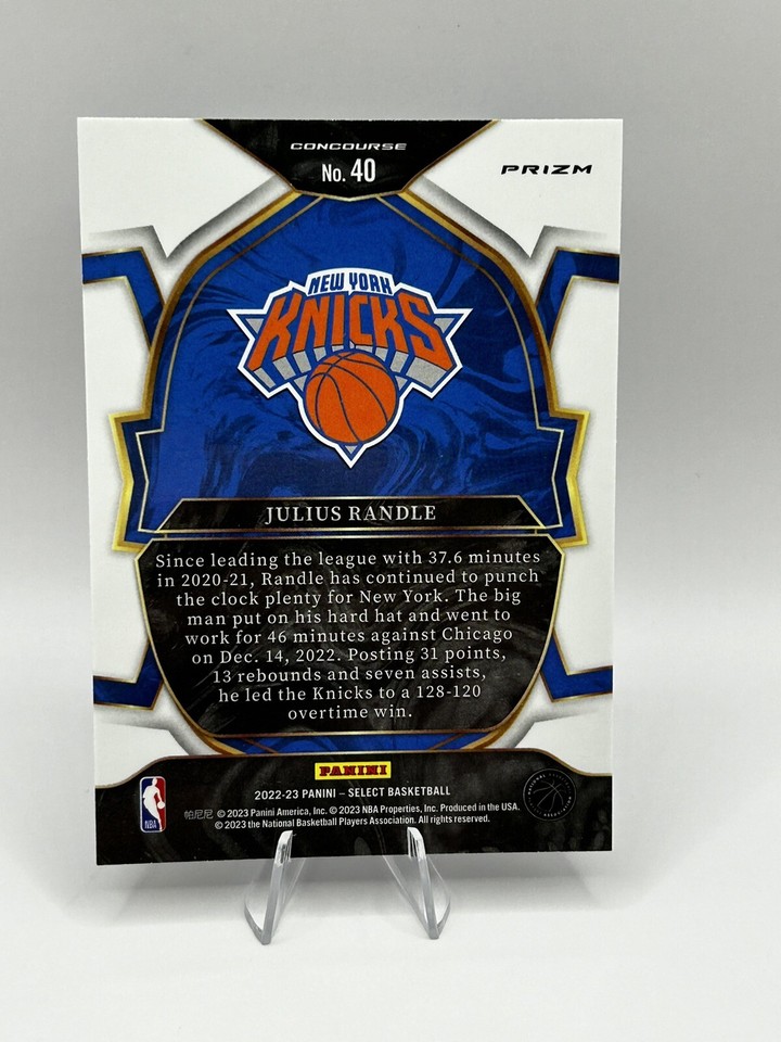 2022-23 #40 Julius Randle Panini Select Basketball Concourse Blue Prizm ...