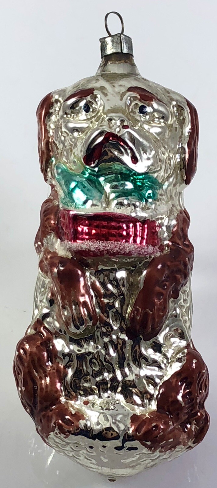 Antique German Mercury Glass Begging Dog w/Gift Basket Christmas Tree ...