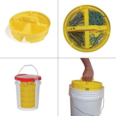 10.25 In. 4-compartment Bucket Stacker Small Parts Organizer For Bucket ...