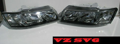 BLACK HEADLIGHTS FOR VZ SV6 SS HOLDEN COMMODORE VZ SV8 SSZ SVZ NEW PAIR ...