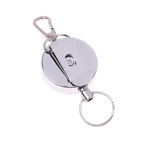 Extendable Metal Key Chain Ring Belt Clip Pull Keyring Id Badge Holder ...