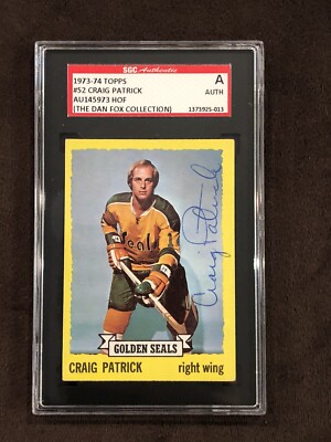 Craig Patrick 1973-74 Topps Hockey #52 HOF Signed AUTO Golden Seals SGC ...