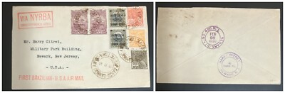 O) 1930 BRAZIL, VIA NYRBA, FIRST BRAZILIAN USA VIA AIRMAIL, SANTOS ...