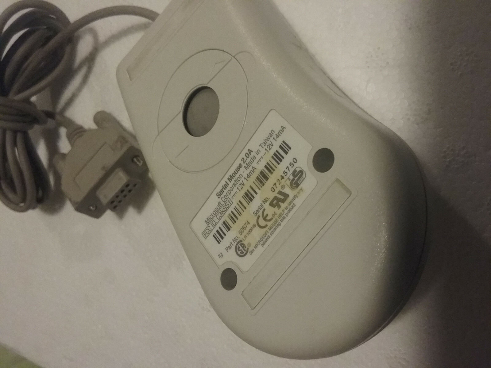 Vintage Very Rare Microsoft Serial Mouse 2.0A 50674A Scroll Ball w ...