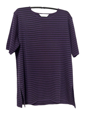 EXCLUSIVELY MISOOK KNIT - SHORT SLEEVED TUNIC TOP-PURPLE & BLACK ...