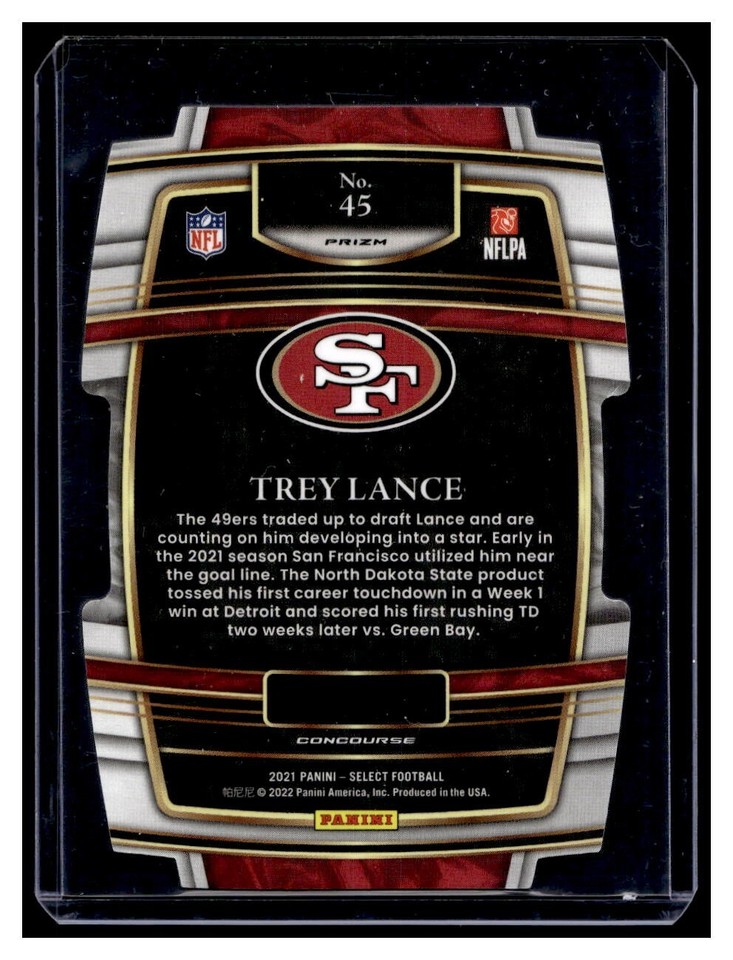 2021 Panini Select Trey Lance Red White Blue Die-Cut #45 San Francisco ...