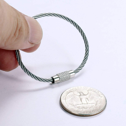 Pack (100) Stainless Steel Wire Keychains Cable, Key Rings, Heavy Duty ...