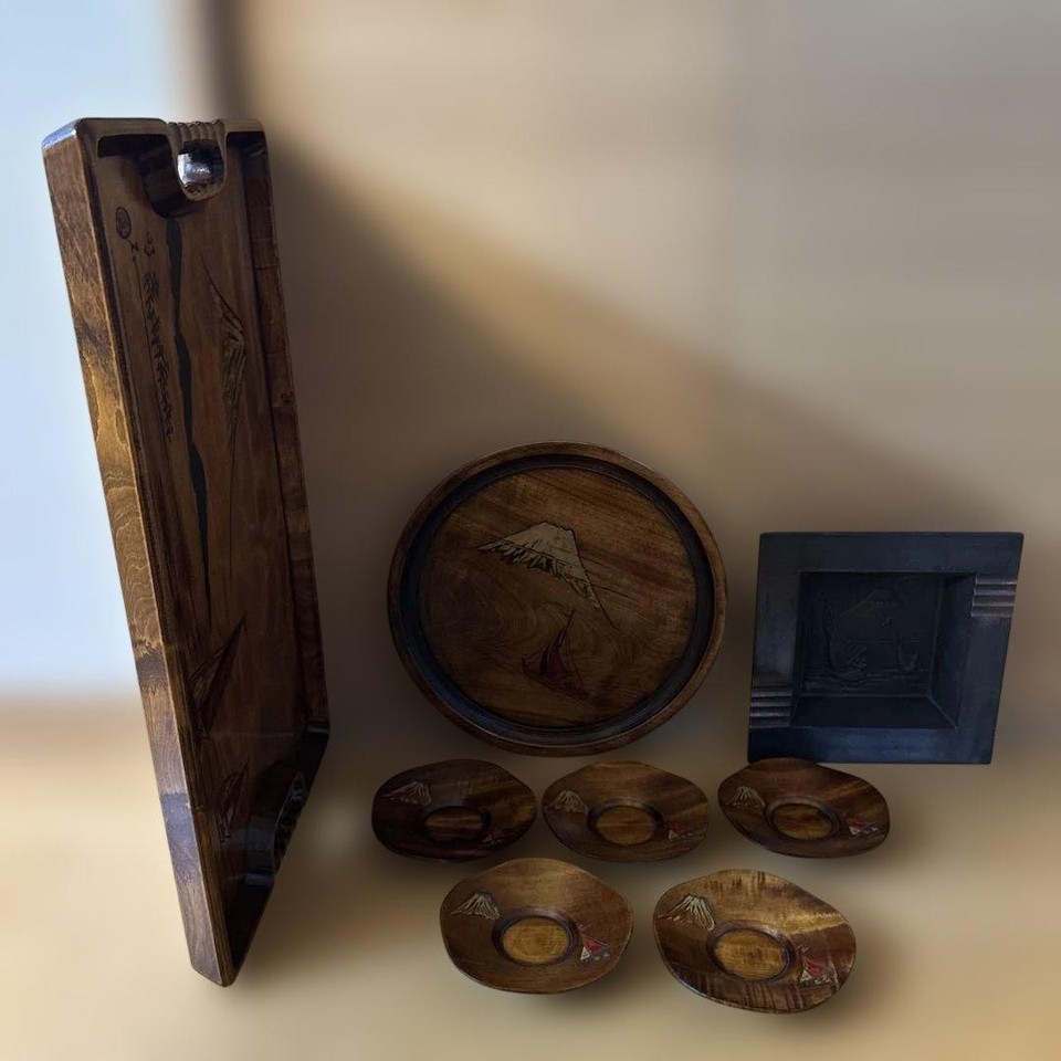 Mt. Fuji & Yacht Tea Tray Ashtray Obon Festival Showa Retro | eBay UK