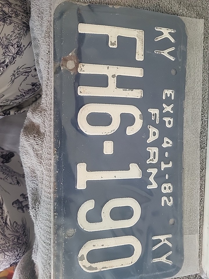 2 Kentucky License Plates From The 1980s. Vehicle/ Farm. Slight Bend ...