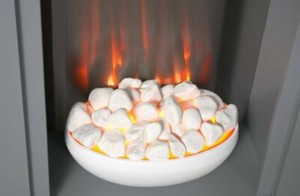 ELECTRIC FIRE GREY FREESTANDING FIREPLACE SURROUND PEBBLE BOWL 2KW HEAT ...