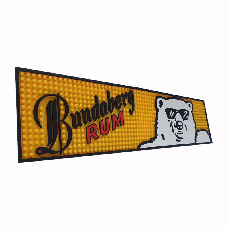 Bundaberg Bundy Rum Lazy Bear Combo Pack - Timber Sign + Rubber Bar Mat ...