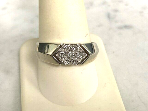 ''PERFEX'' MEN'S 14K WHITE GOLD DIAMOND SIGNET RING SIZE 10.5 | eBay