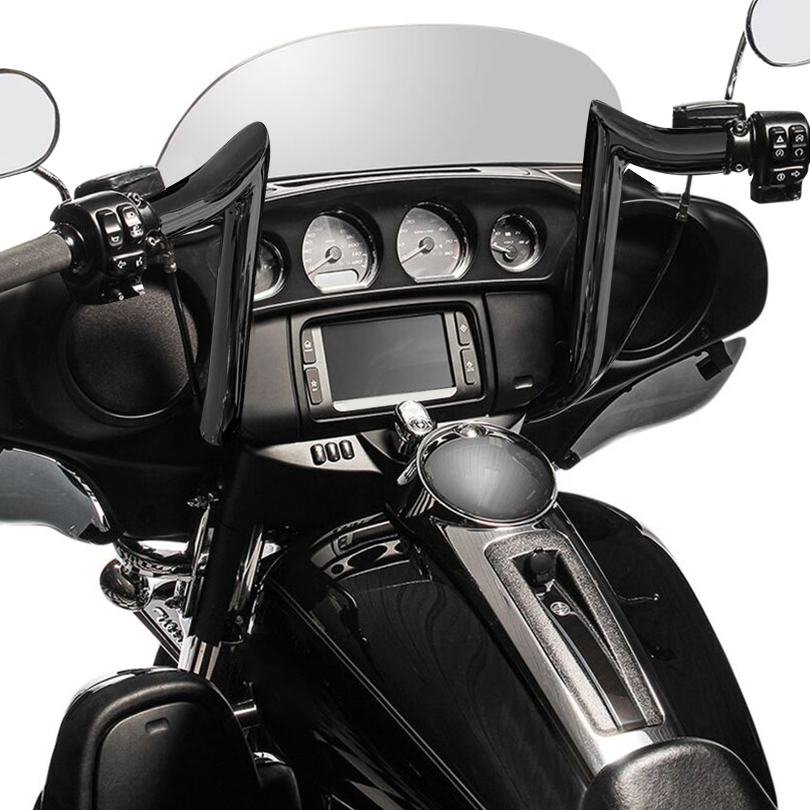 PRE-WIRED 12" / 14" Meat Hook Bars Ape Hanger Handlebar For Harley ...