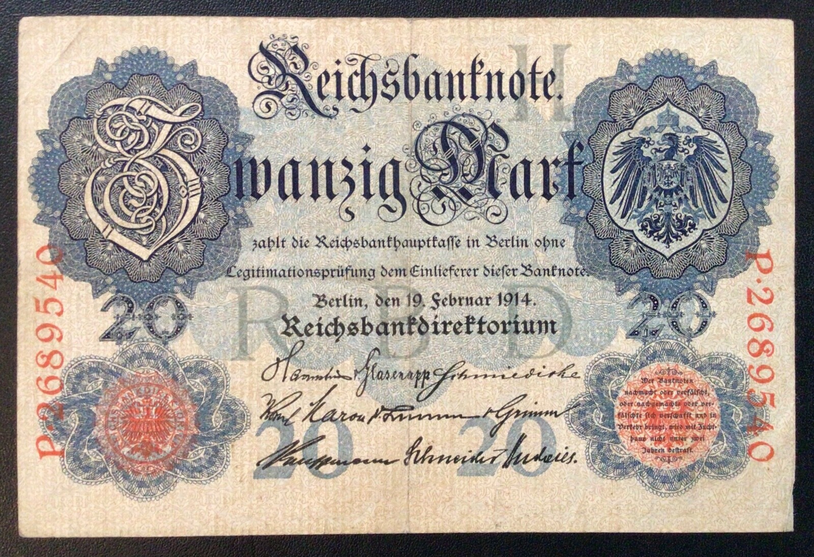 1914 GERMANY PAPER MONEY - 20 MARK BANKNOTE! | eBay