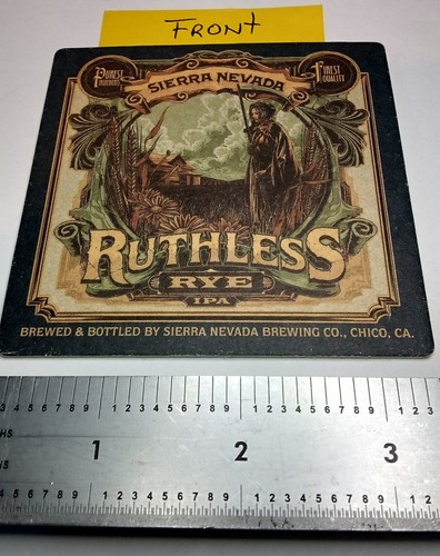 SIERRA NEVADA BREWERY CO of CHICO CA, "RUTHLESS RYE IPA" coaster. | eBay